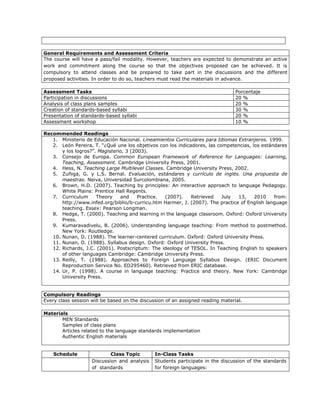 Syllabus for standards training course | PDF | Educational Assessment ...
