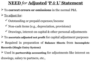 Adjusted ‘Profit & Loss’ Statement in Financial Accounting | PPTX