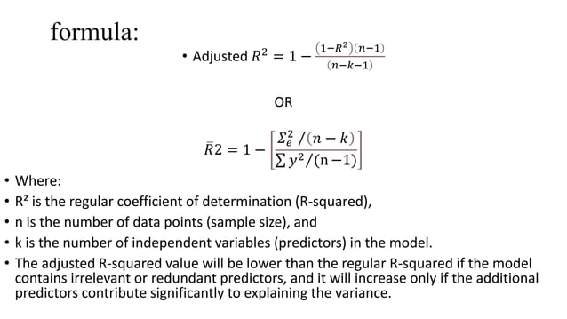 Adjusted R Square or Adjusted R bar Square | PPTX | Science