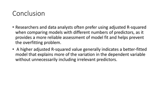 Adjusted R Square or Adjusted R bar Square | PPTX | Science