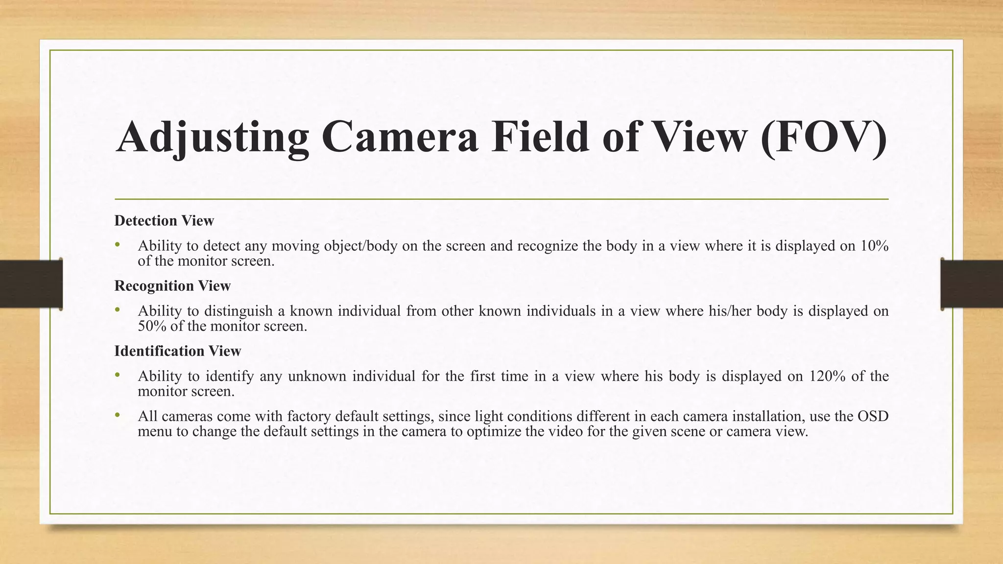 Adjusting camera field of view n CCTV | PPT
