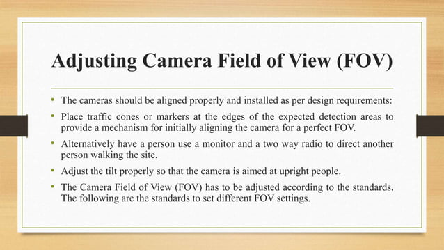 Adjusting camera field of view n CCTV | PPT