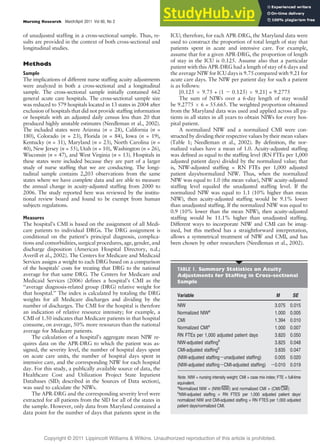 Adjusting For Patient Acuity In Measurement Of Nurse Staffing | PDF