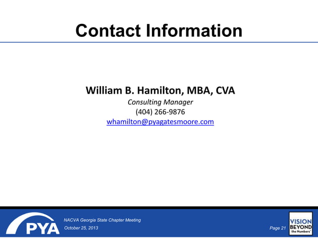 PYA Presents Adjusting Valuation Multiples at NACVA | PPT