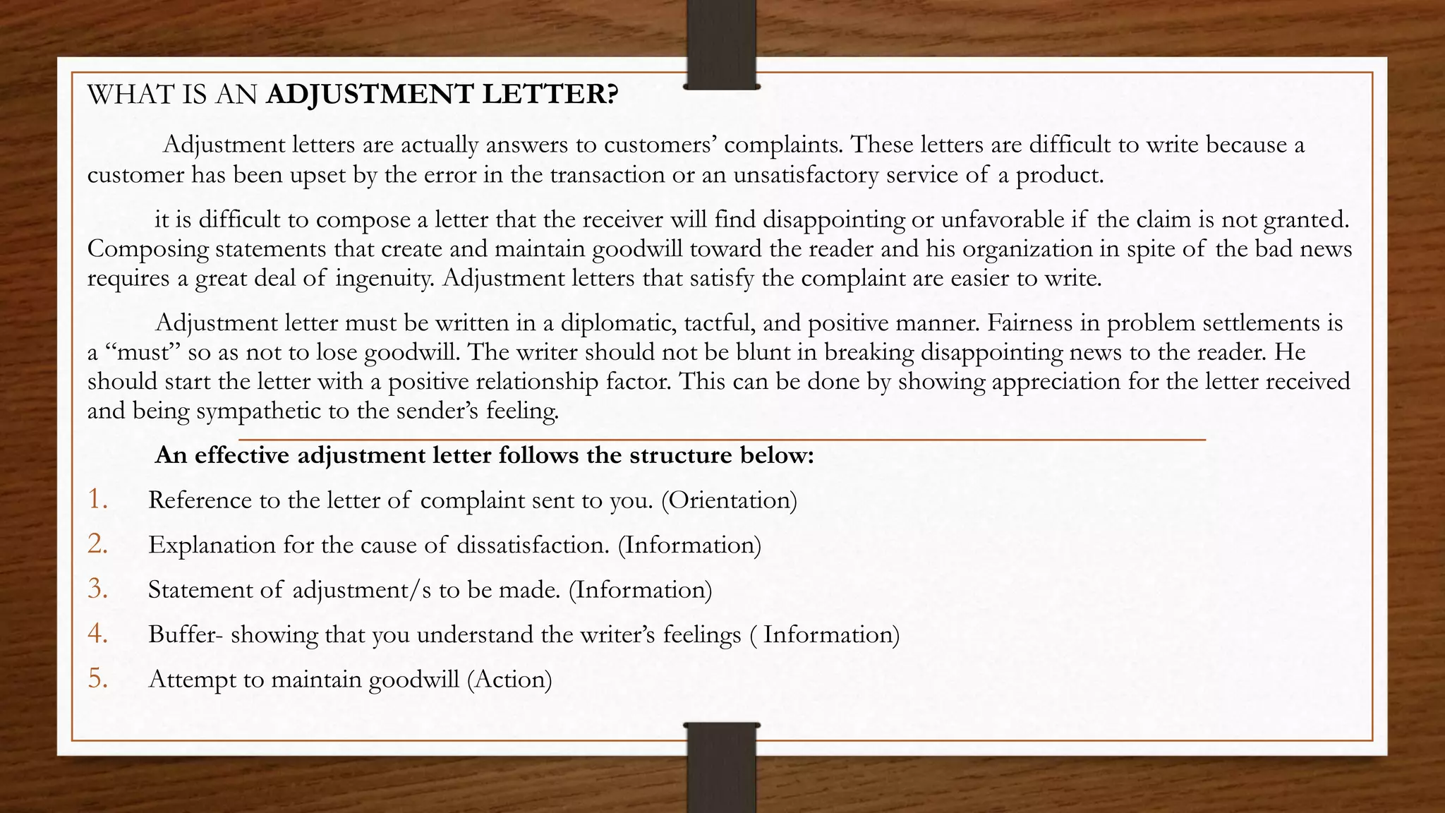 Adjustment Letter | PPTX