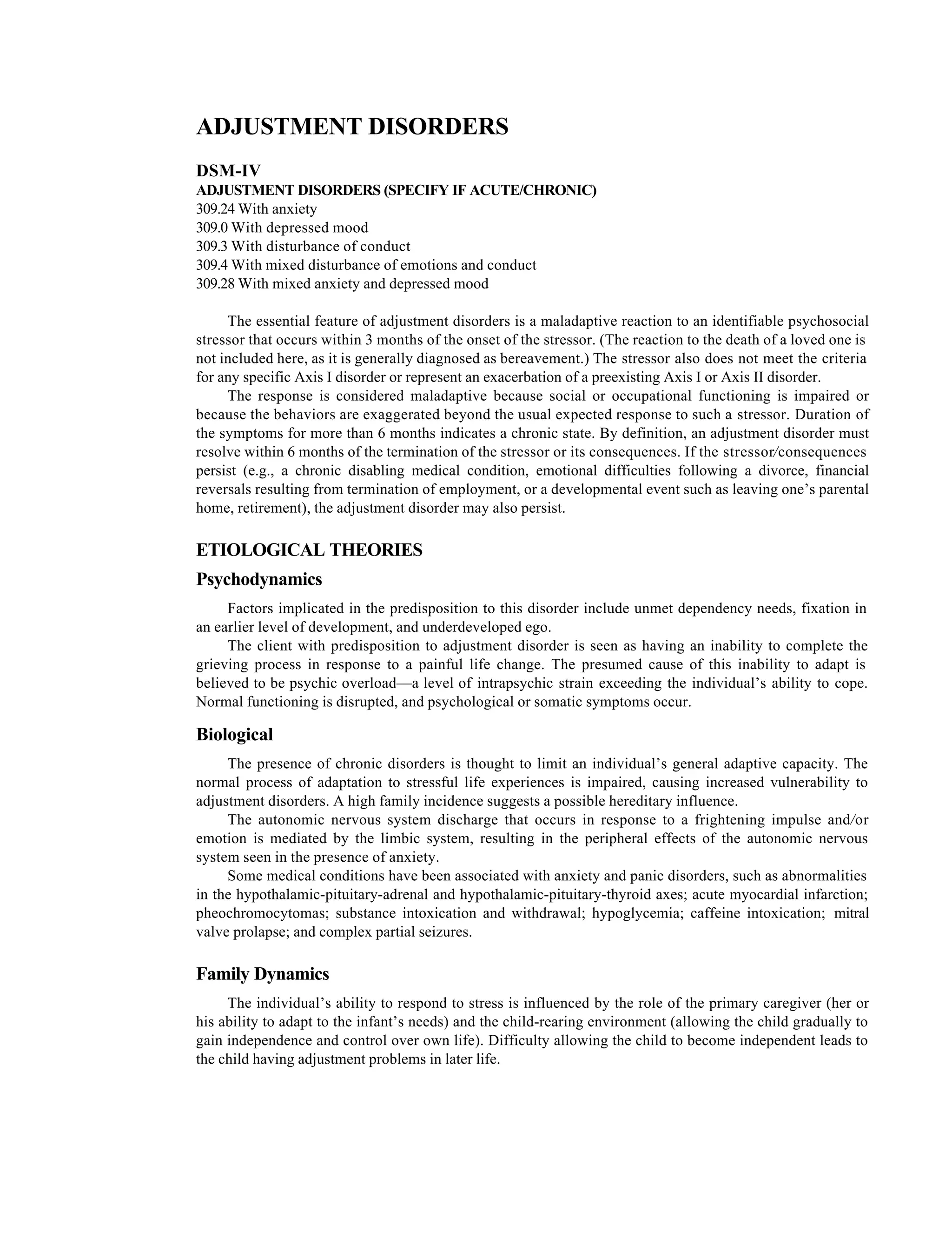 Adjustment Disorders | PDF