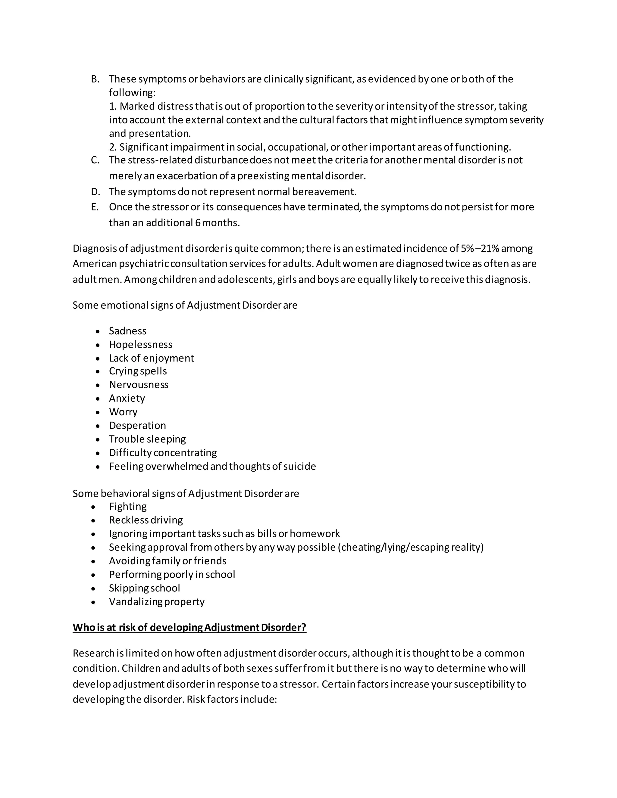 Adjustment disorders | PDF