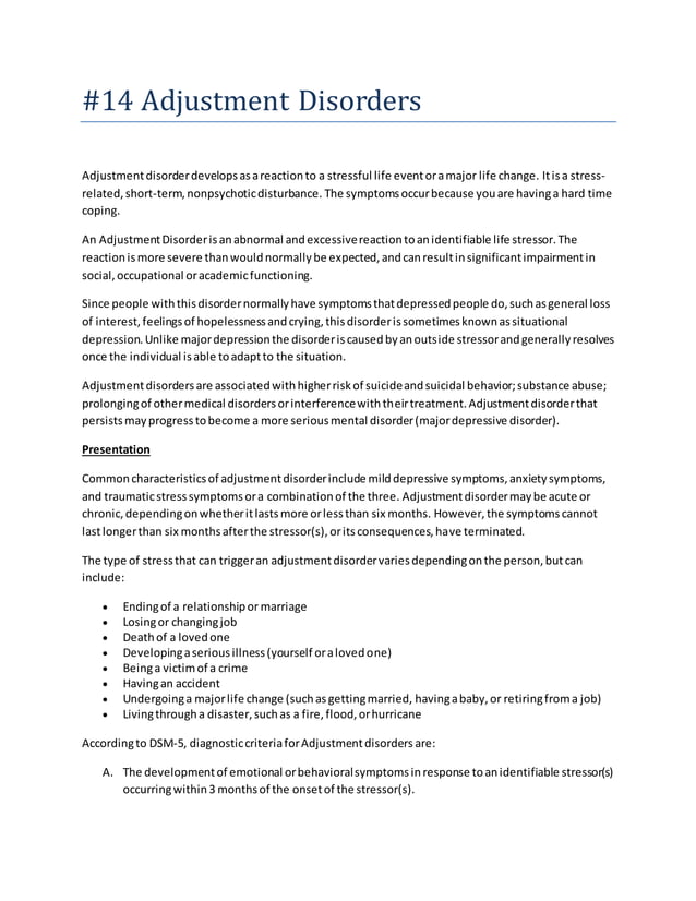 Adjustment disorders | PDF