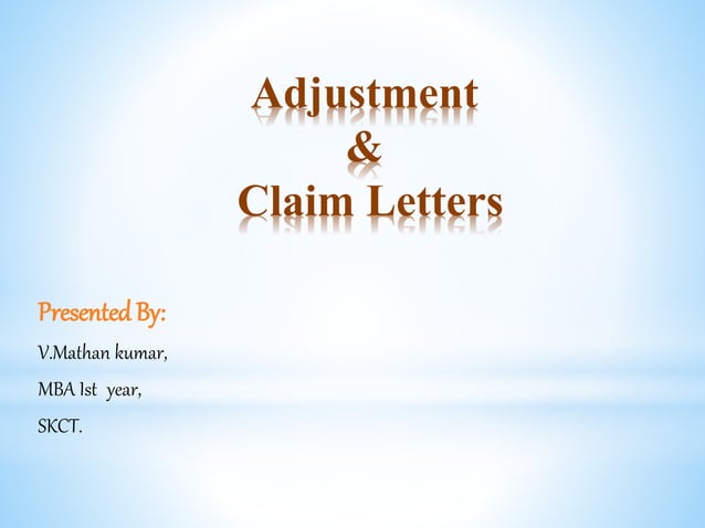 Adjustments and claim | PPTX | Motor Insurance | Insurance
