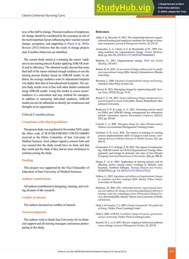 ADKAR Model And Nurses Readiness For Change | PDF