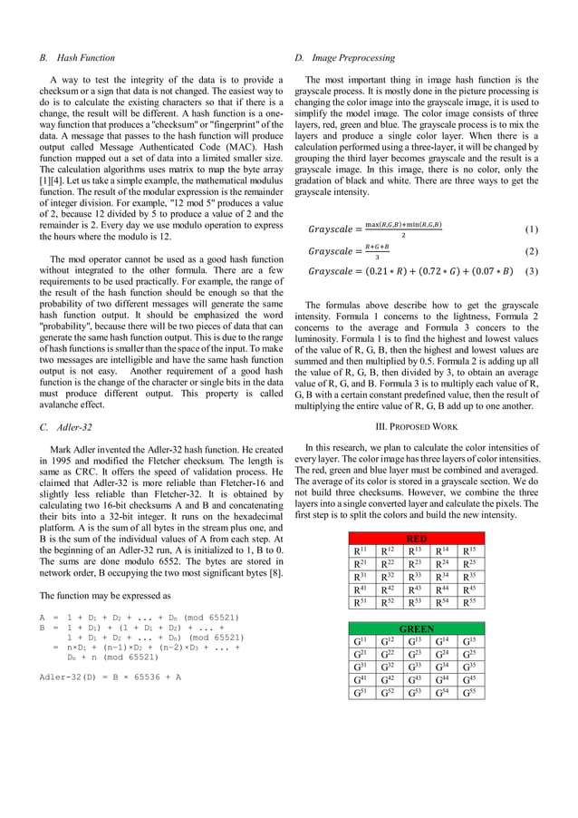 A Three-Layer Visual Hash Function Using Adler-32 | PDF