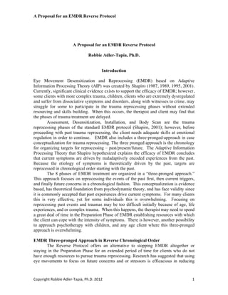 A Proposal for an EMDR Reverse Protocol - Robbie Adler-Tapia | PDF
