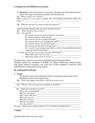 A Proposal for an EMDR Reverse Protocol - Robbie Adler-Tapia | PDF