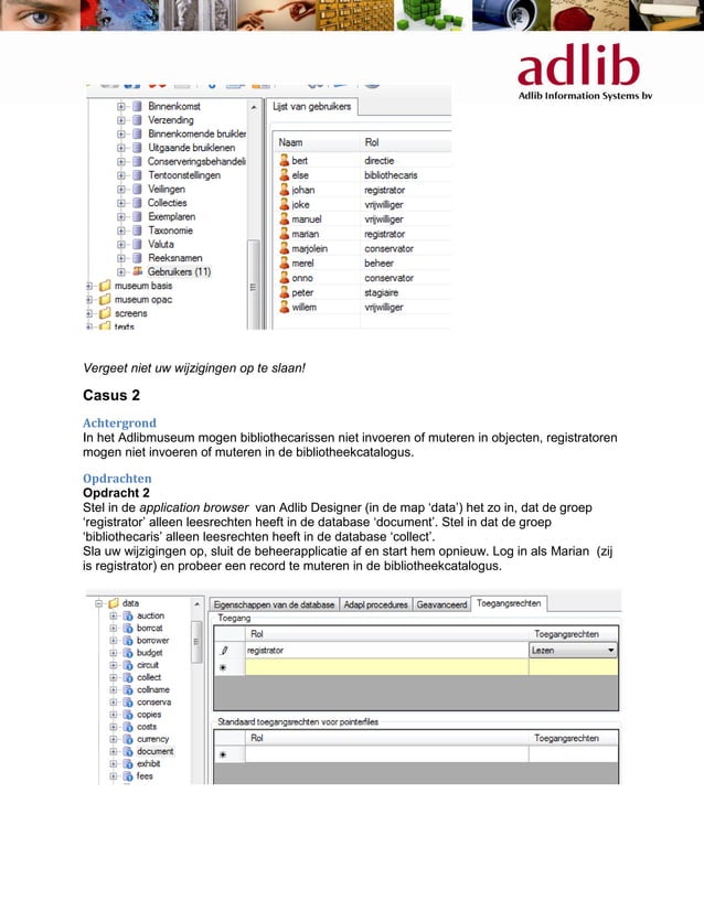 Rollen en rechten in Adlib | PDF