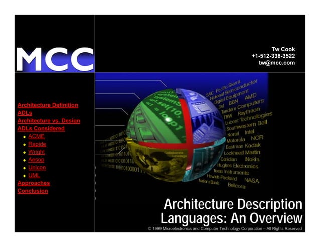 Architecture Description Languages: An Overview | PDF