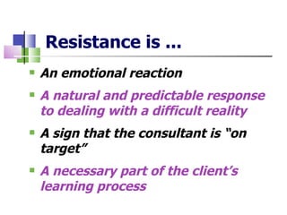 Adlt 610 Class 6 Fall 2007 Understanding And Dealing With Resistance | PPT