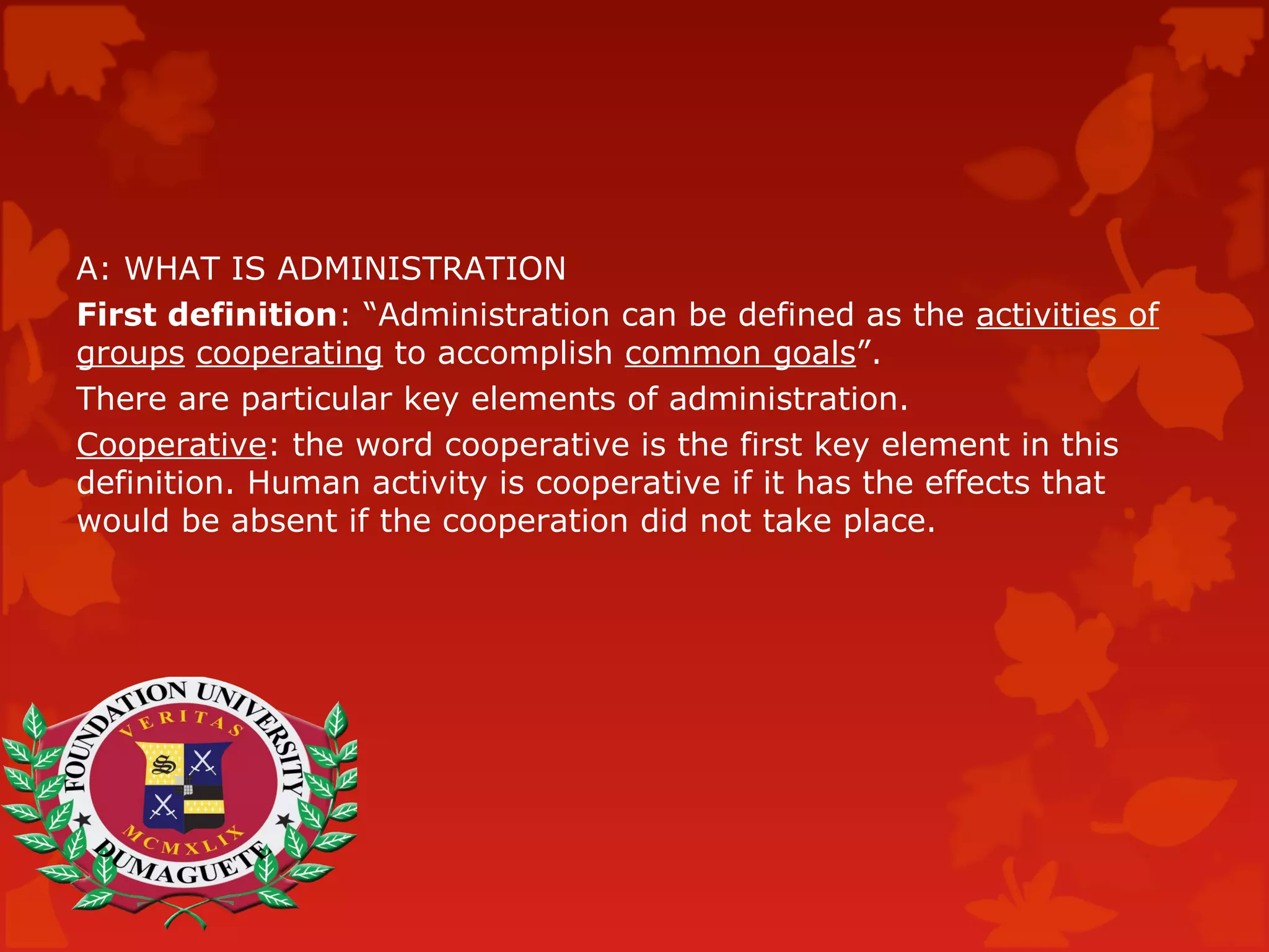Administration. and Organization | PPT