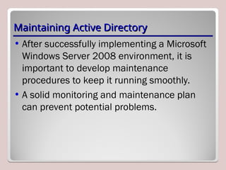 AD maintenance Troubleshooting and Disaster Recovery.ppt