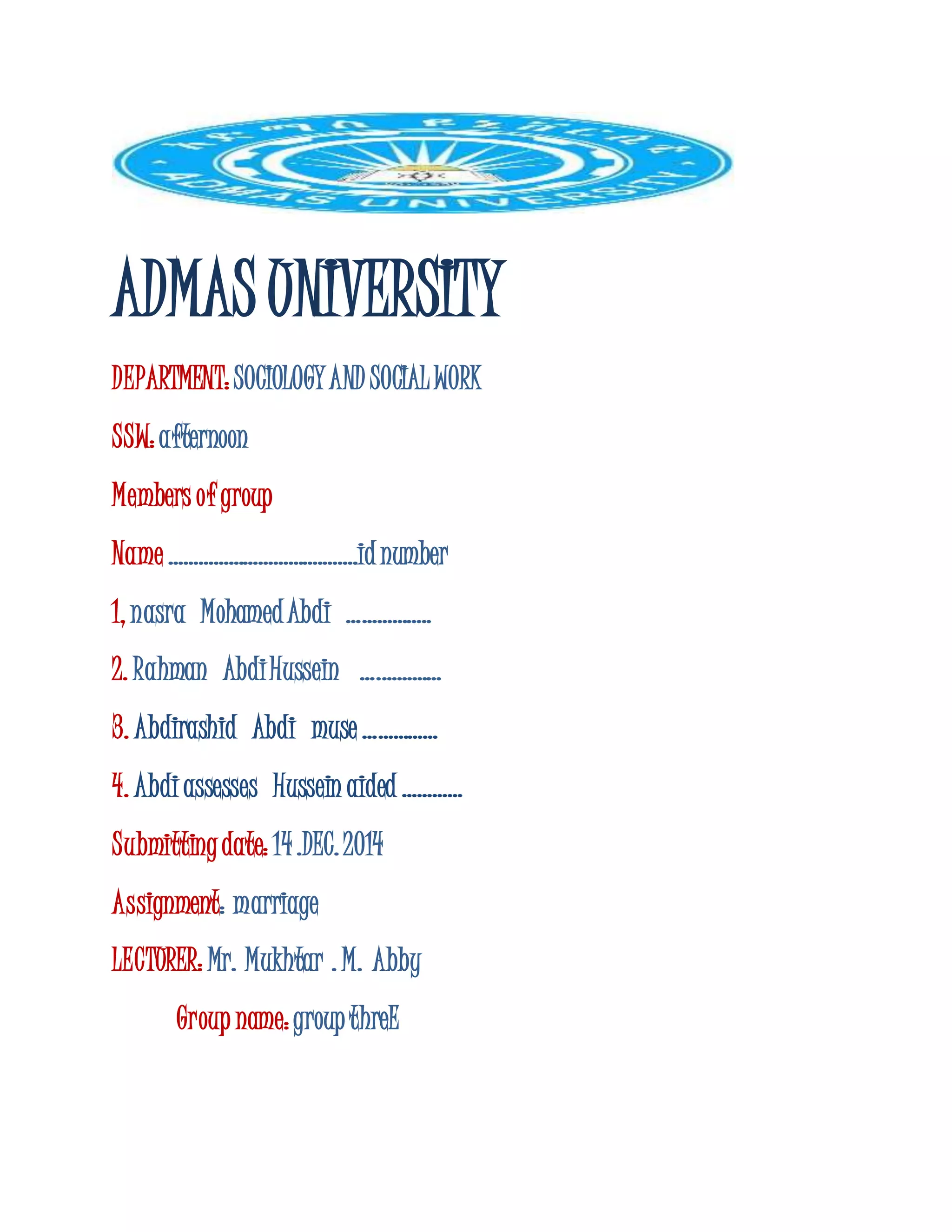 Admas unvirsity | DOCX