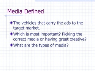 Advertisement media plan | PPT