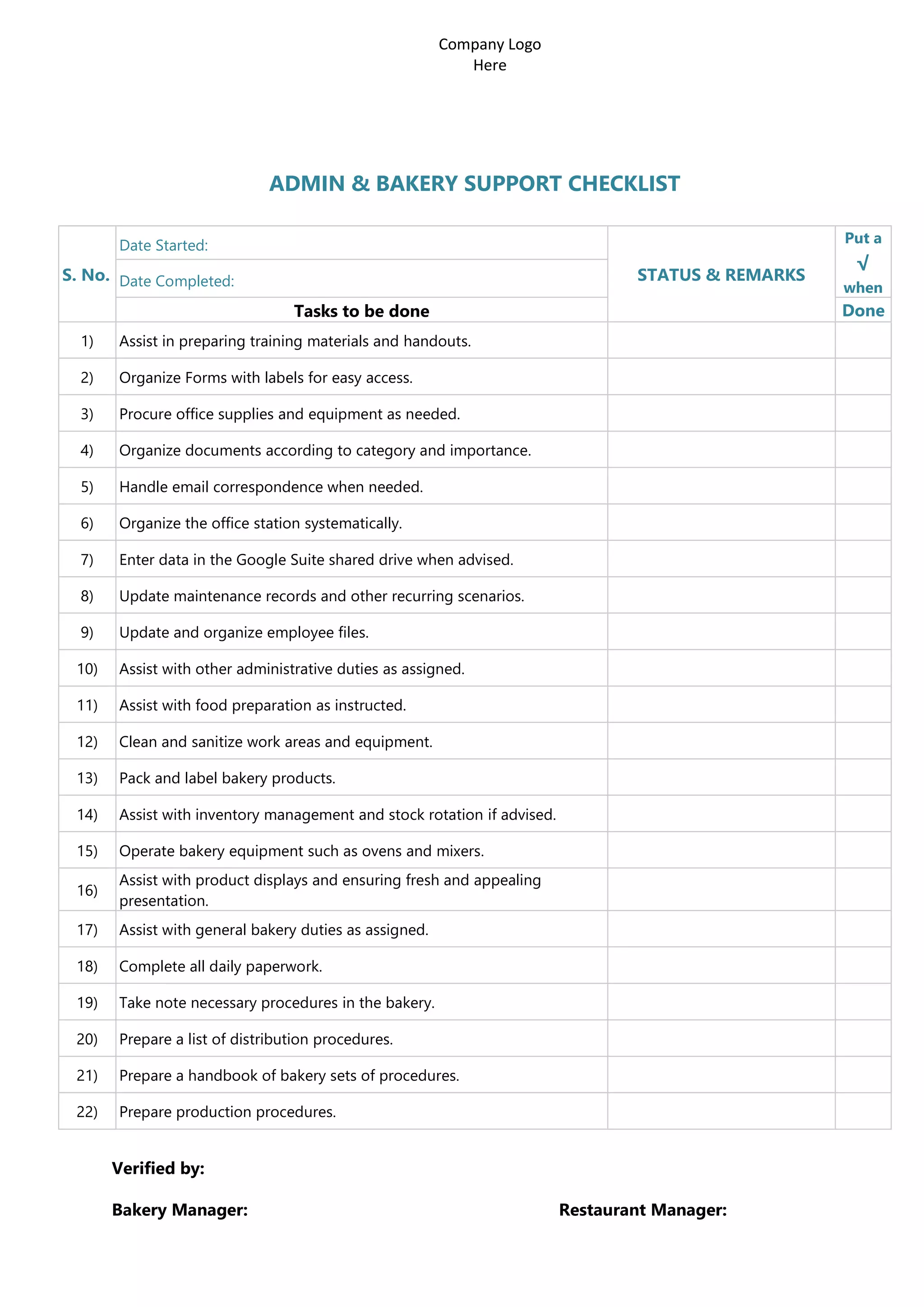 ADMIN-BAKERY SUPPORT CHECKLIST.docx