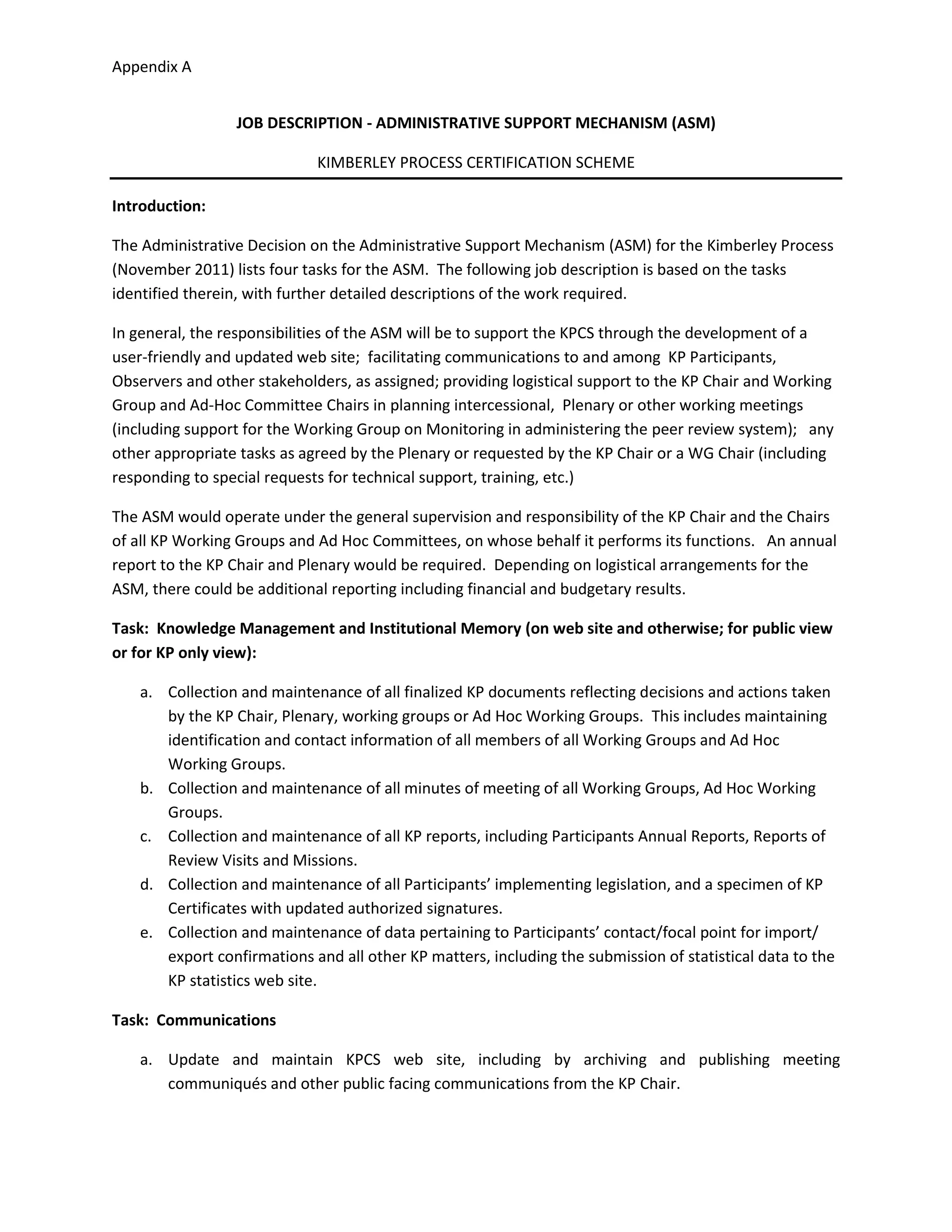 2011 Admin kp - kp asm job description | PDF