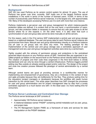 [SAP] Perforce Administrative Self Services at SAP | PDF | Databases | Computer Software and ...