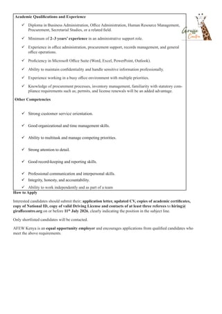 Admin Assistant Job Opportunity at Africa Fund for Endangered Wildlife ...