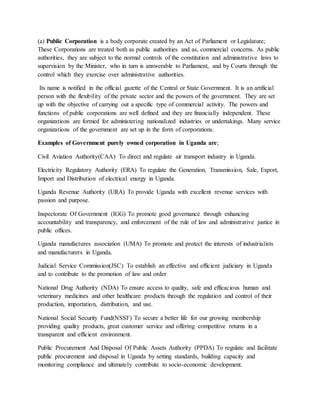 Differences between Public corporation and government owed agent Uganda ...