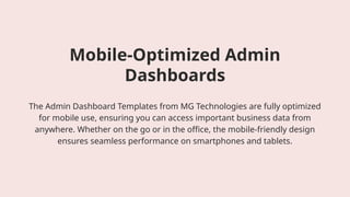 Optimize Administration with MG Technologies' HTML Admin Dashboard ...