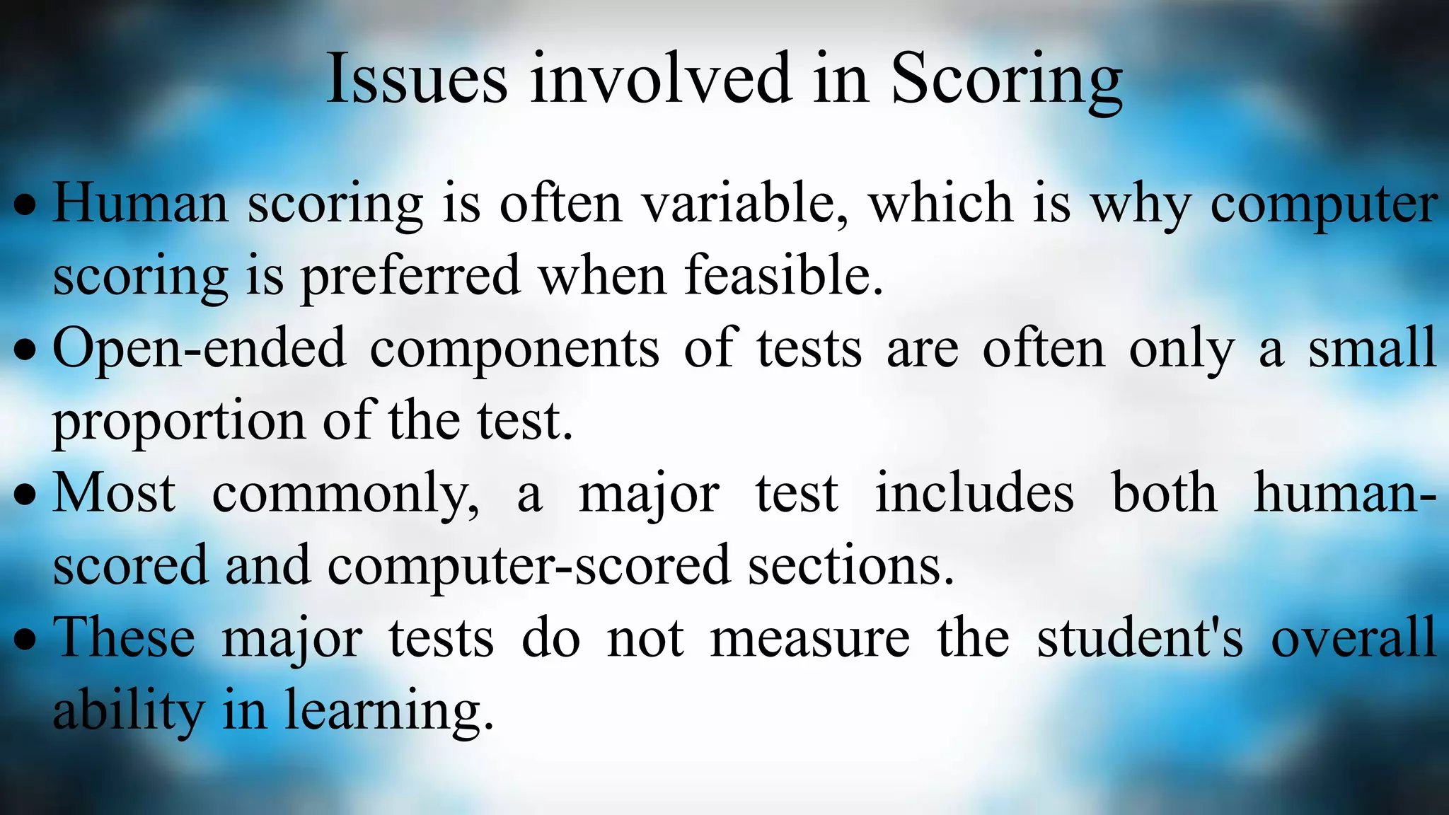 Administering a test, scoring - grading vs marks | PPTX