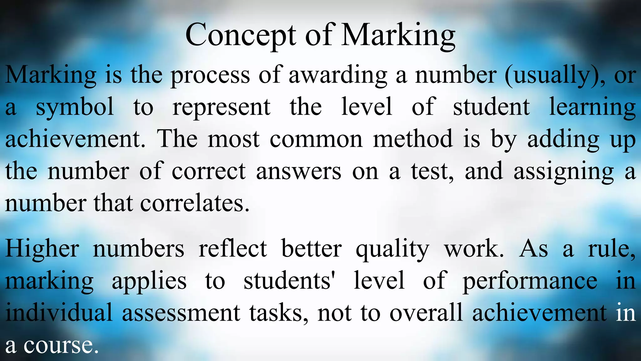 Administering a test, scoring - grading vs marks | PPTX