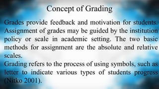Administering a test, scoring - grading vs marks | PPTX