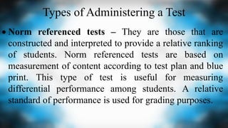 Administering a test, scoring - grading vs marks | PPTX