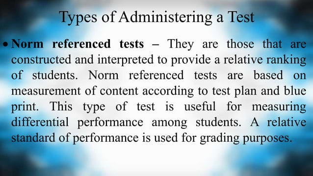 Administering a test, scoring - grading vs marks | PPTX | Standardized ...
