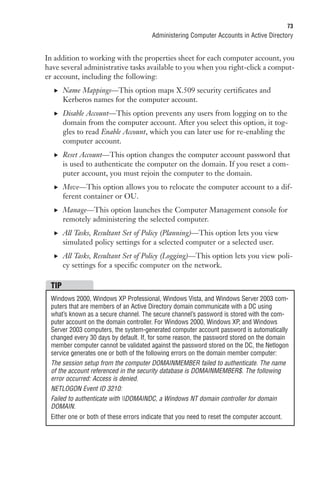 Administering computer accounts and resources in active directory | PDF