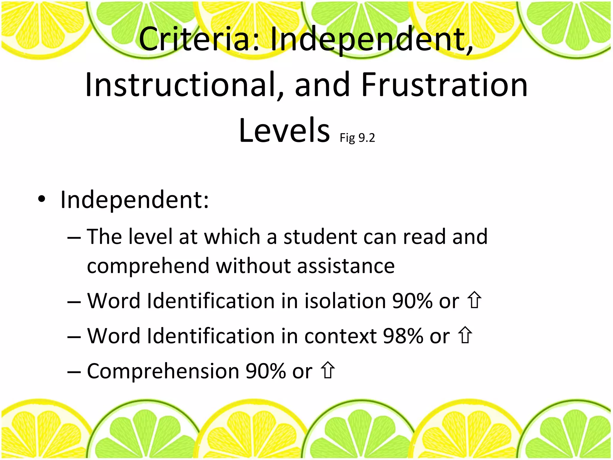 Administering The QRI4 Reading Inventory | PPT
