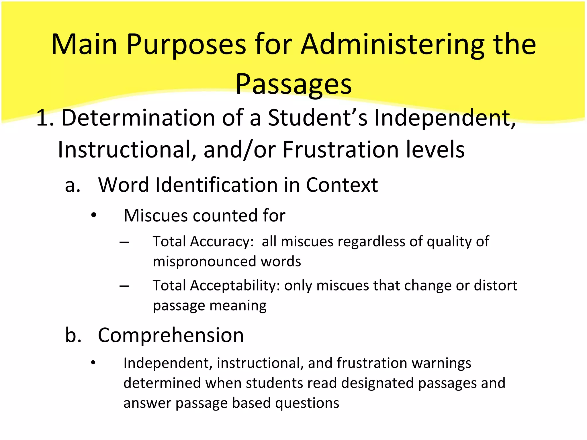 Administering The QRI4 Reading Inventory | PPT