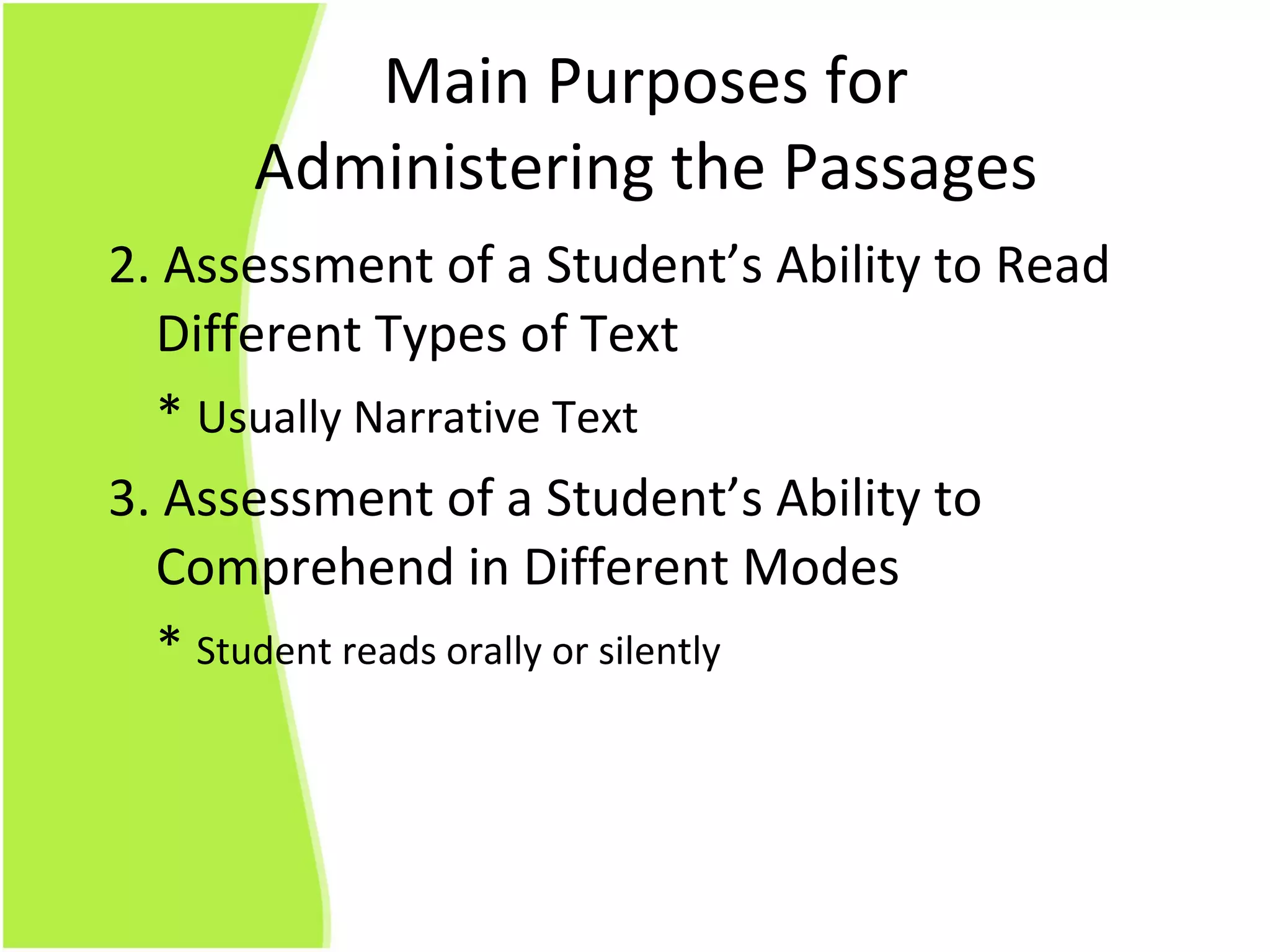 Administering The QRI4 Reading Inventory | PPT