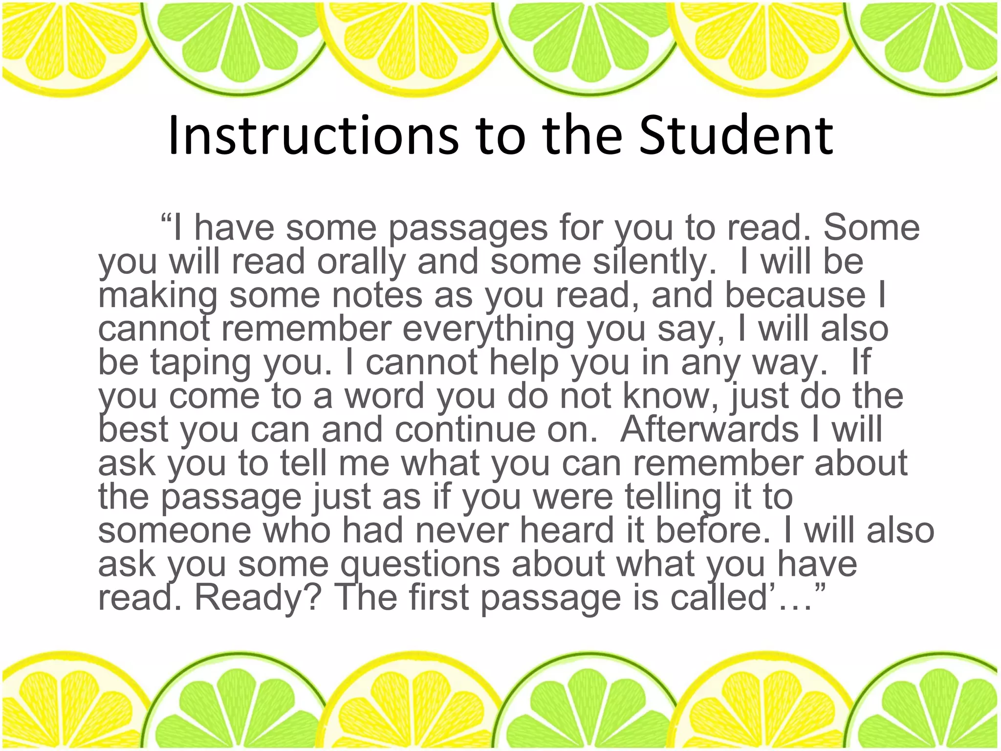Administering The QRI4 Reading Inventory | PPT