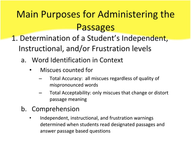 Administering The QRI4 Reading Inventory | PPT | Educational Assessment ...