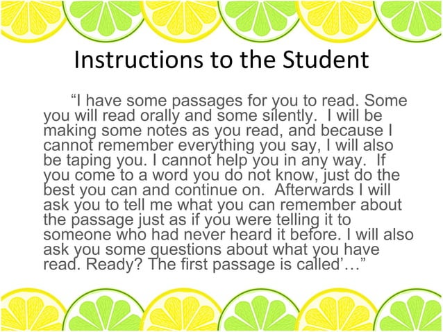 Administering The QRI4 Reading Inventory | PPT | Educational Assessment ...