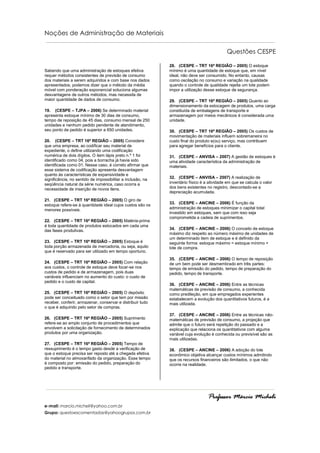 Administracao de-recursos-materiais-questoes-cespe | PDF