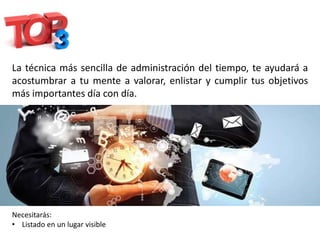 Técnicas de administración efectiva del tiempo | PPTX