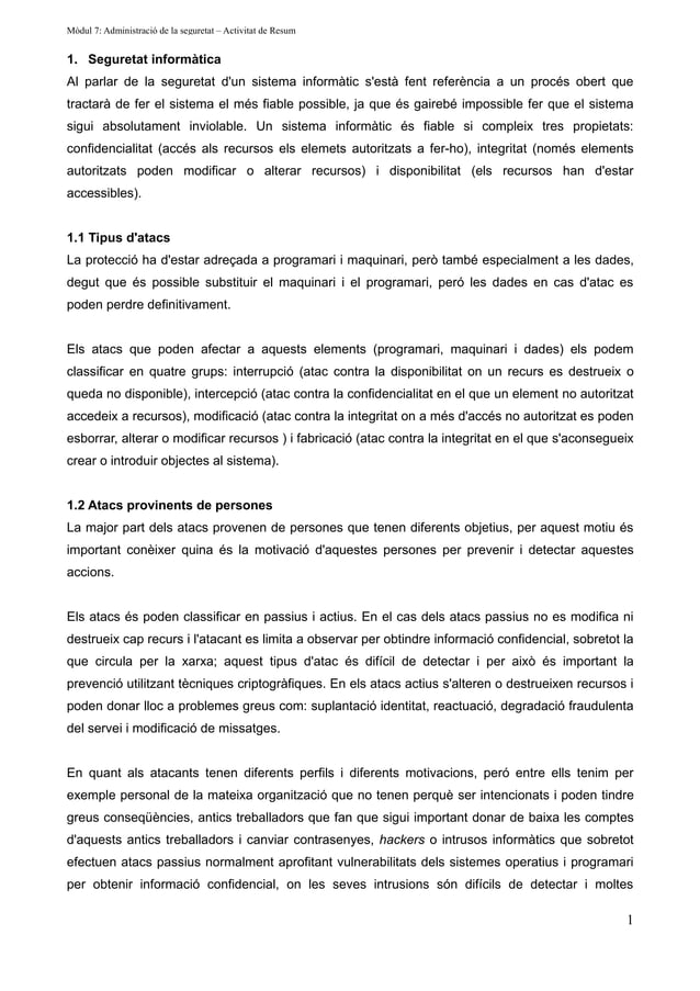 ARSO-M7: Administracio de la seguretat - Resum | PDF