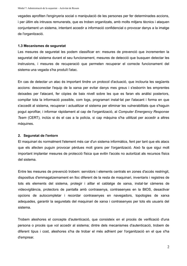 ARSO-M7: Administracio de la seguretat - Resum | PDF