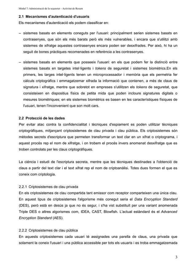 ARSO-M7: Administracio de la seguretat - Resum | PDF | Free Download
