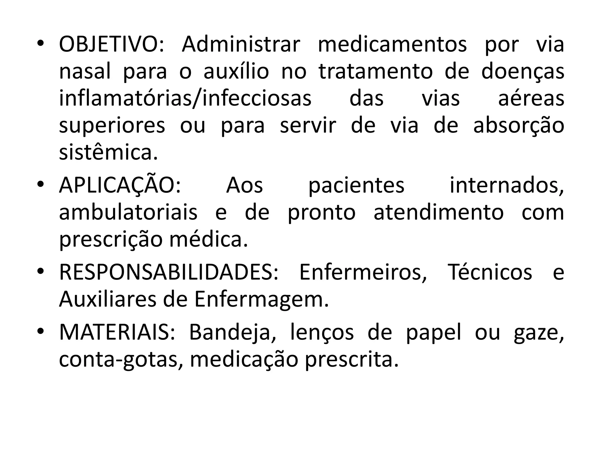Administração de medicamentos via nasal | PPT