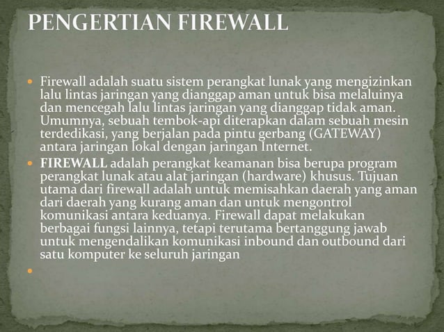 Pengertian NAT, Proxy Server dan Firewall | PPT