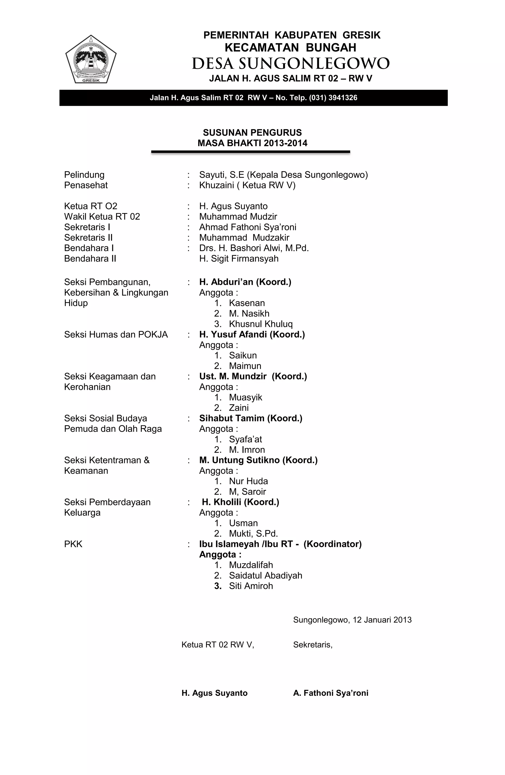 Administrasi rt | PDF